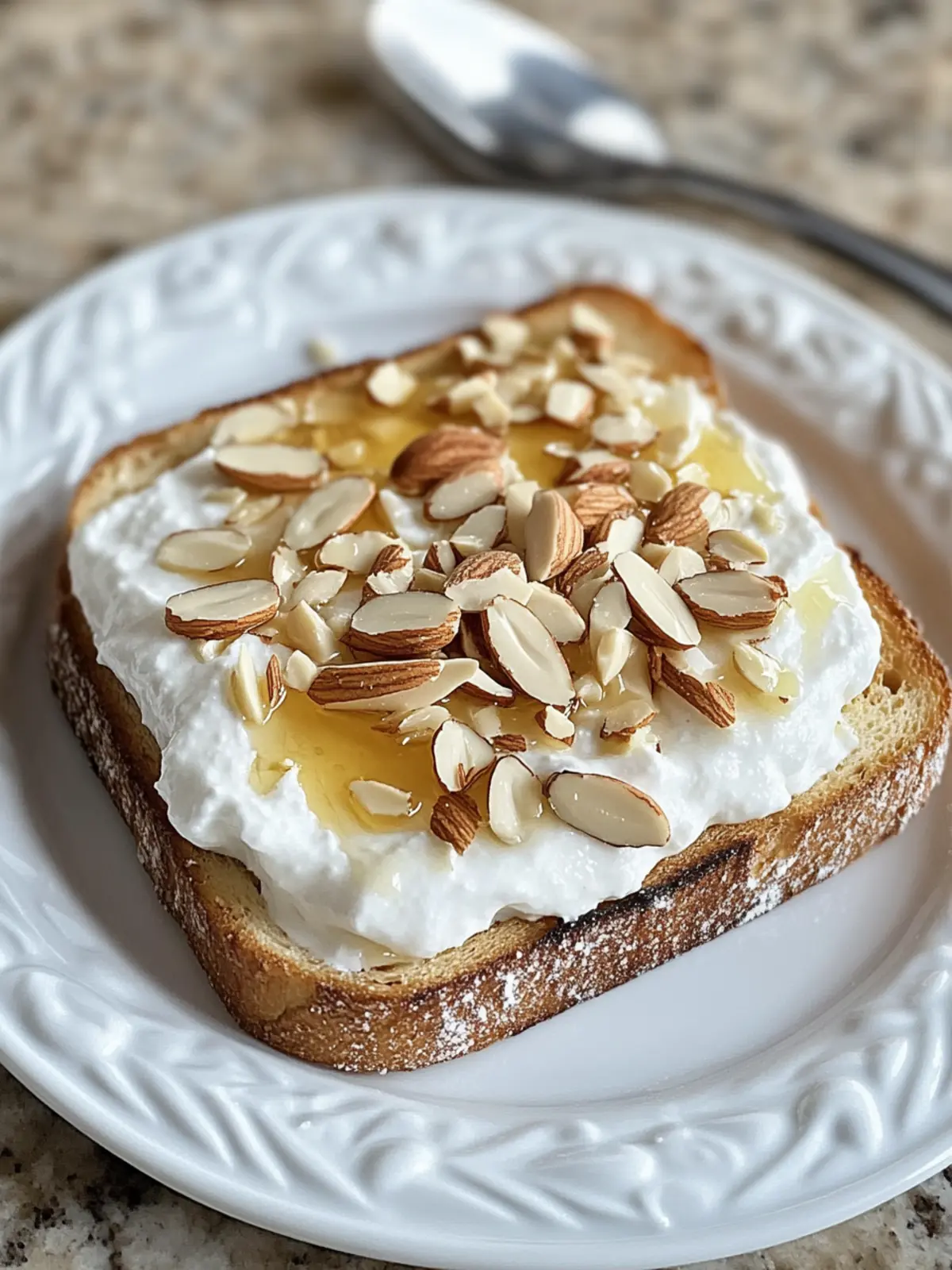 Irresistible Yogurt Toast with Almonds and Honey Delight