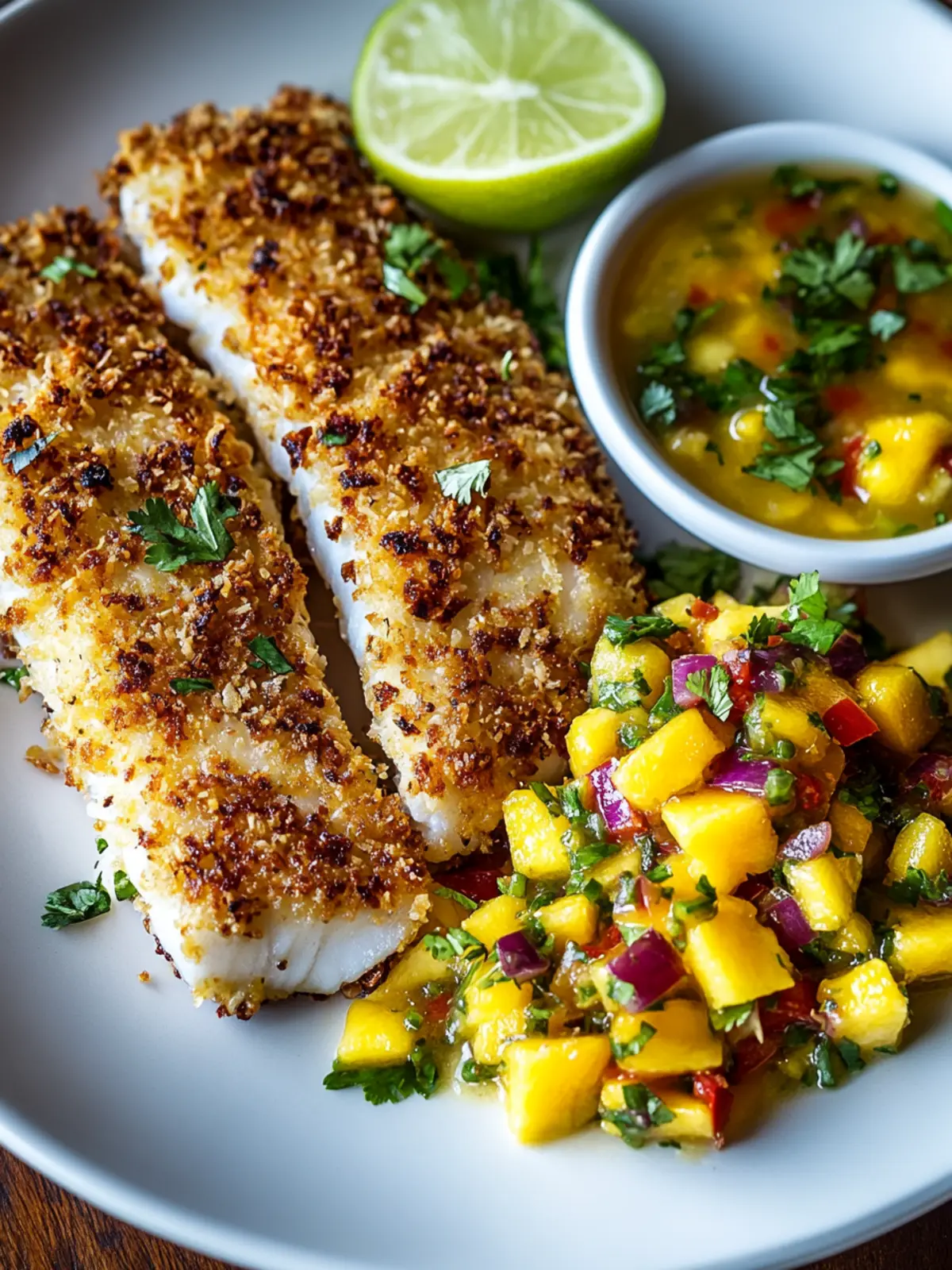 Irresistible Coconut Crusted Fish with Mango Salsa Recipe