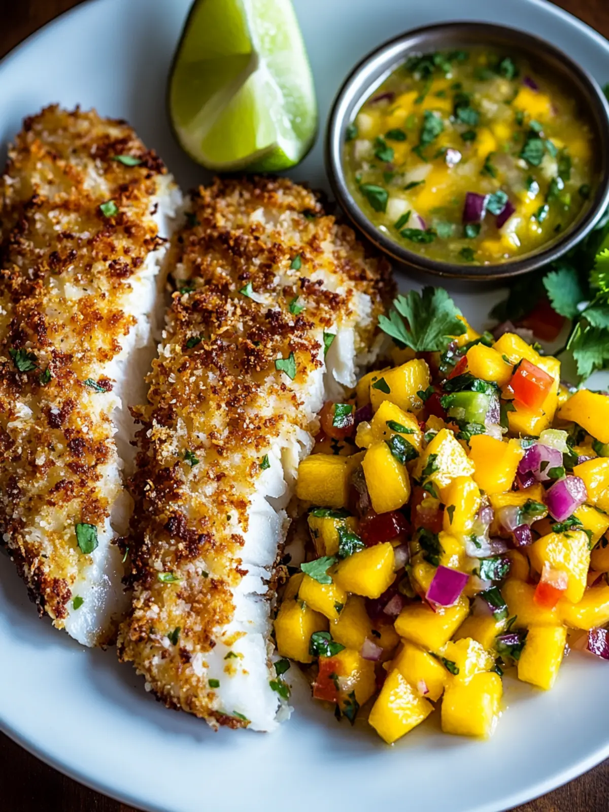 Irresistible Coconut Crusted Fish with Mango Salsa Recipe