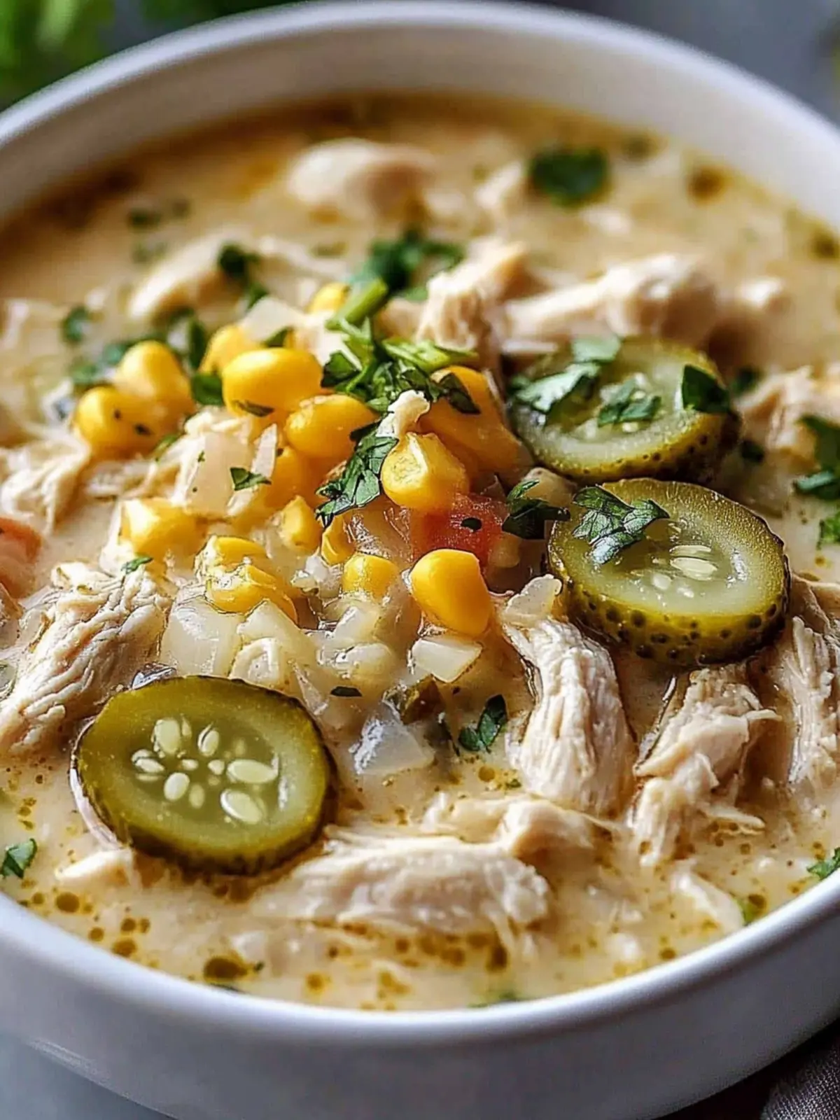 Ultimate Creamy Pickle White Chicken Chili That's Delicious