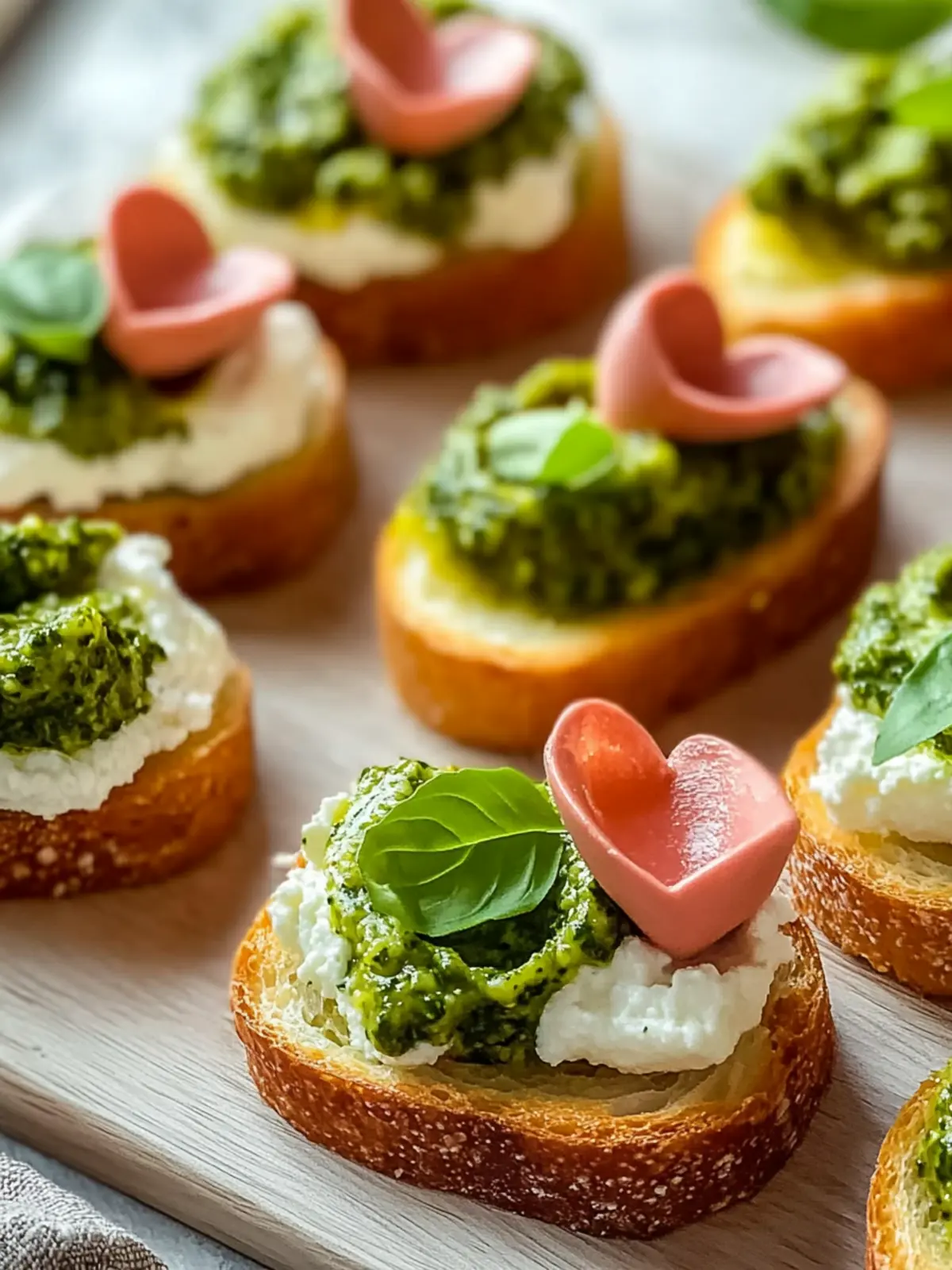 Irresistible Sweetheart Crostini – Pesto & Ricotta Roses