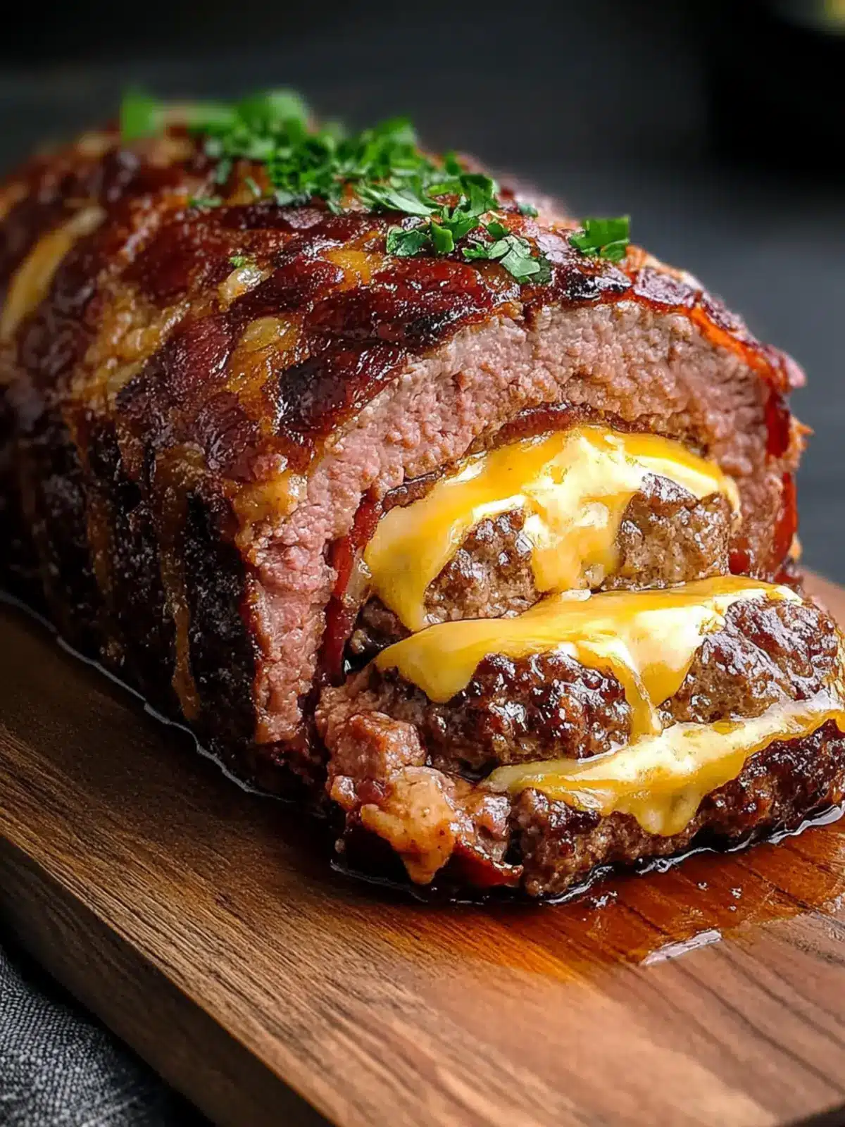 Irresistible Smoked Beef Bacon Triple-Cheese Burger Meatloaf