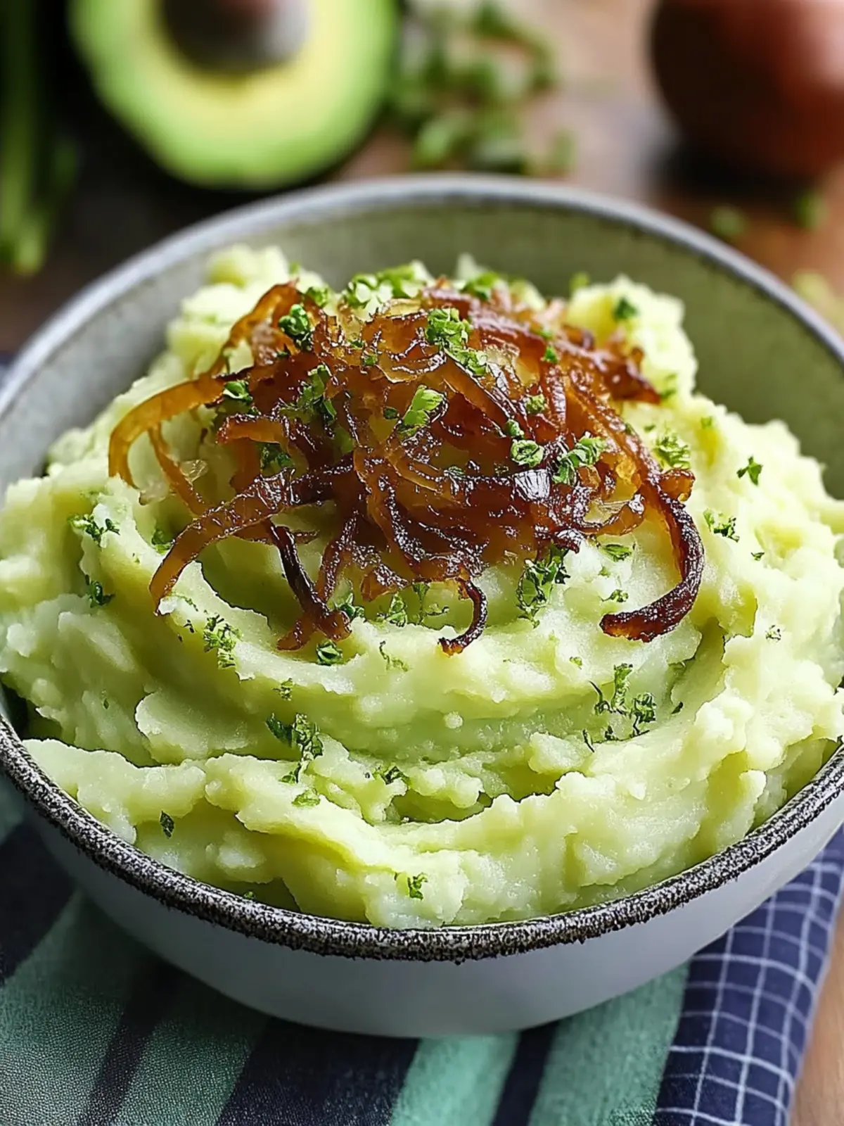 Ultimate Creamy Avocado Mashed Potatoes with Caramelized Shallots