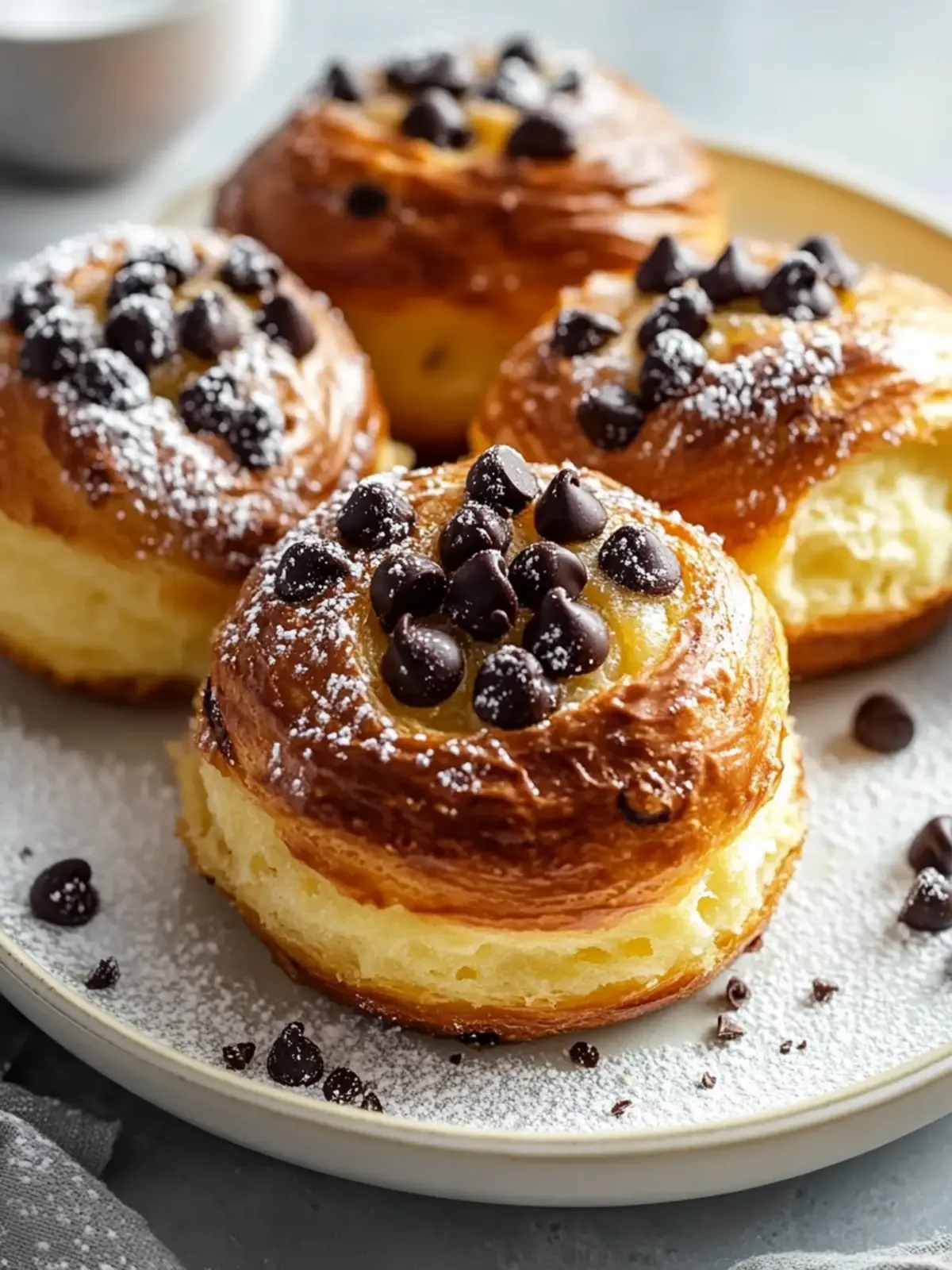 Irresistible Chocolate Chip Vanilla Custard Brioches