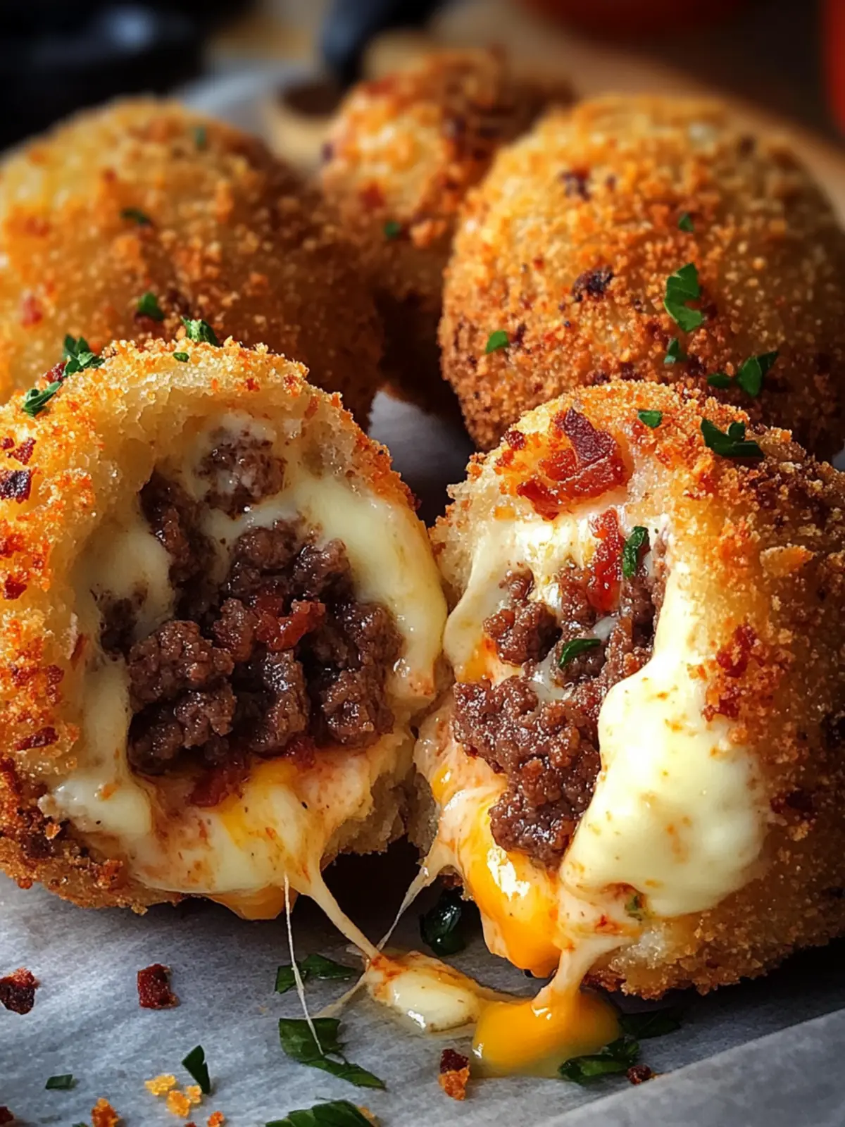 Ultimate Cheesy Beef Bacon Ranch Cheeseburger Mozzarella Bombs