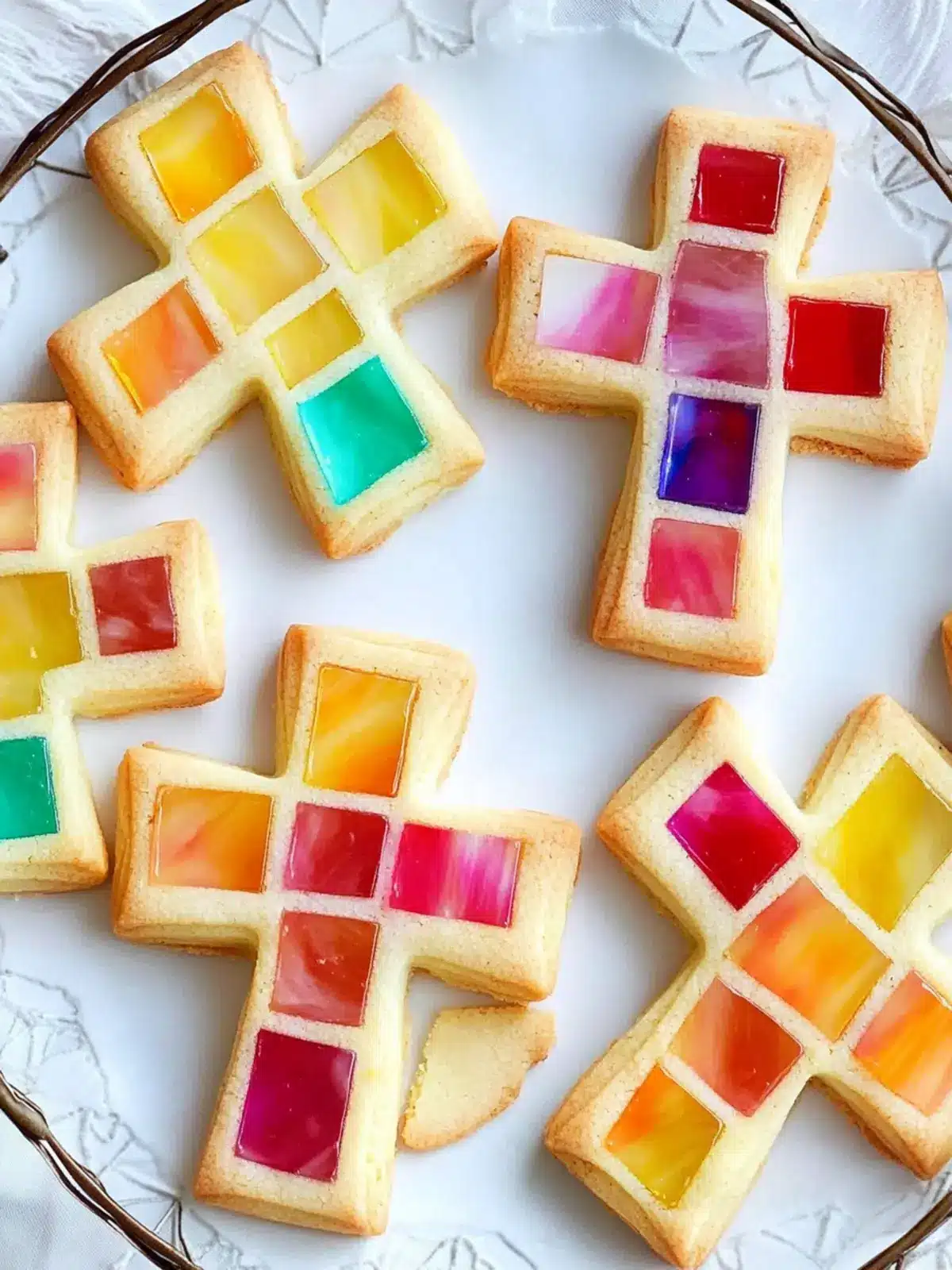Irresistible Stained Glass Cross Cookies for Easter Delight