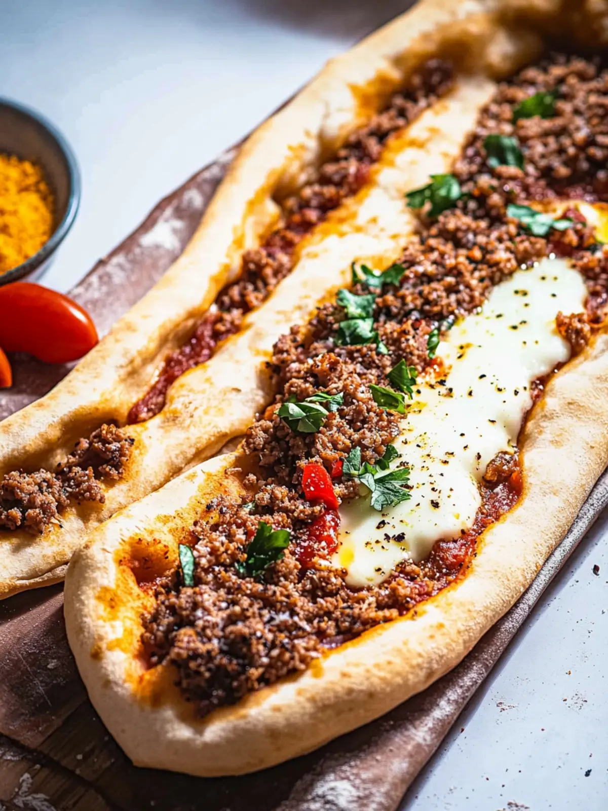 Delicious Turkish Pide (Minced Meat and Cheese) Recipe Awaits